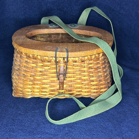 Other | Antique Small Fishing Creel Handmade From Black Ash Wood ...